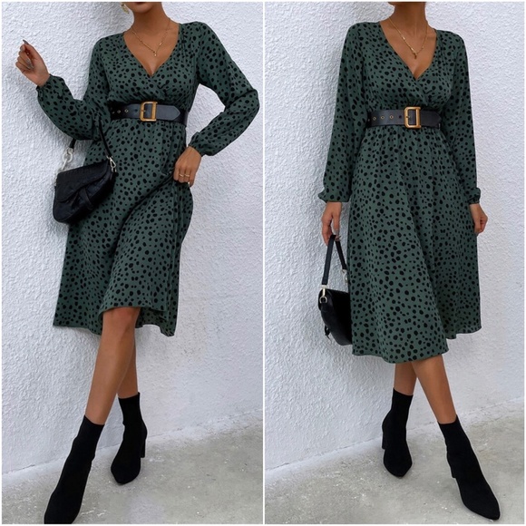 Bellanblue Dresses Boho Leopard Print Dot Midi Dress Poshmark